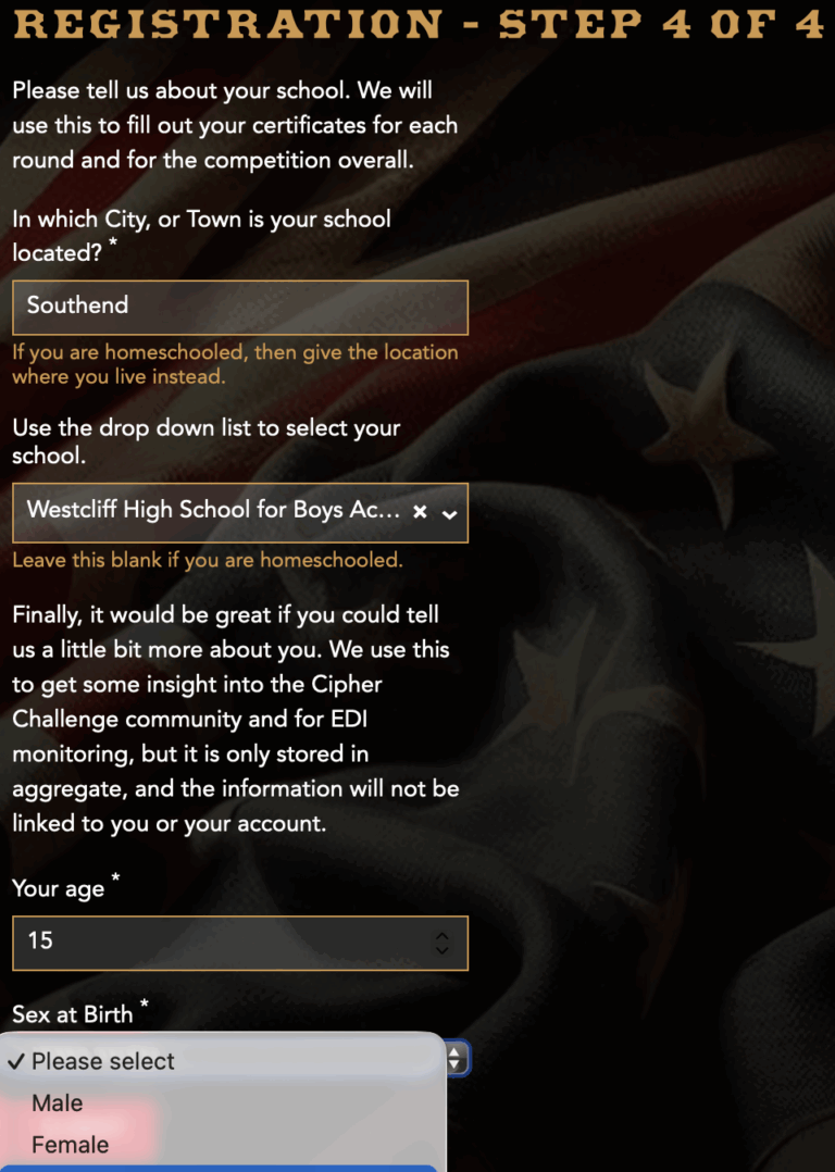 Registration Instructions - National Cipher Challenge 2025